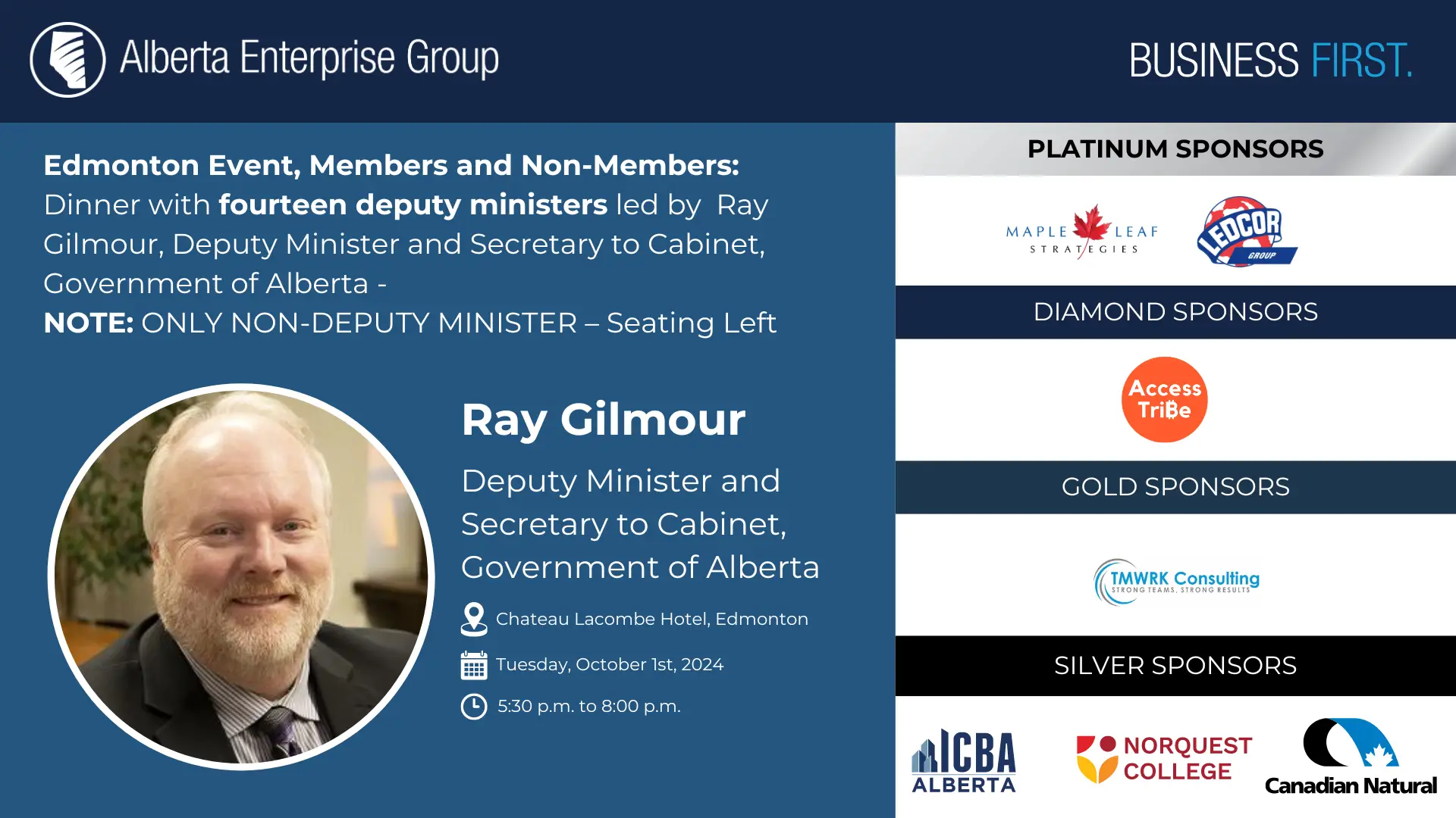 Deputy Minister's Dinner with Ray Gilmour - Alberta Enterprise Group